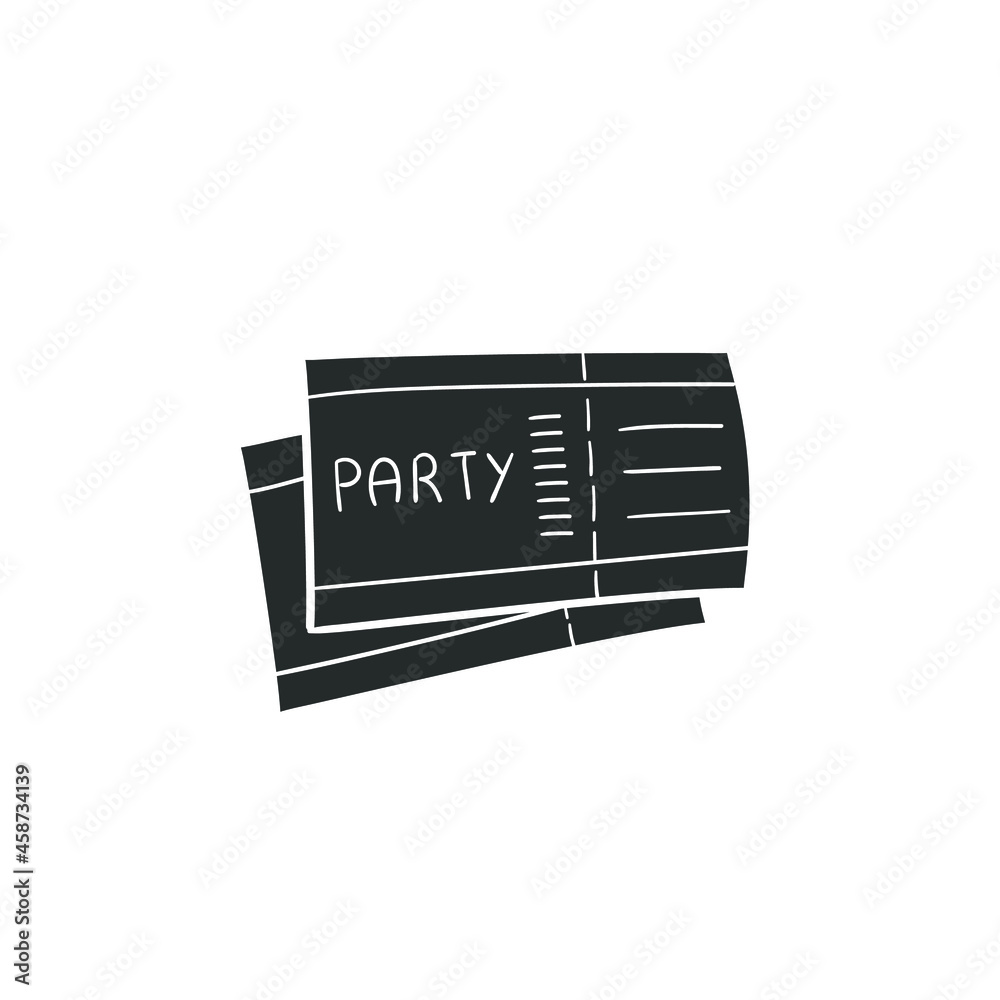 Party Ticket Icon Silhouette Illustration. Pass Access Vector Graphic ...
