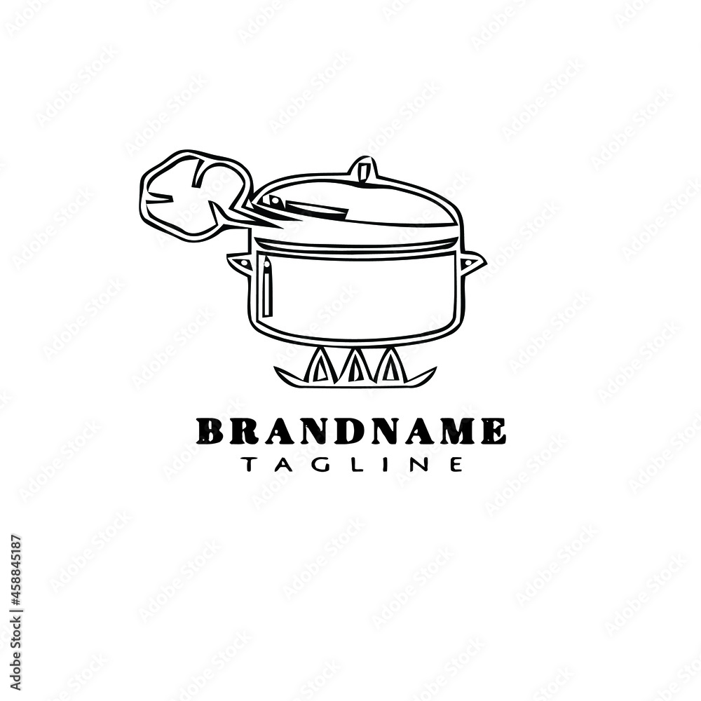 cute boiling water logo cartoon icon design template black isolated ...