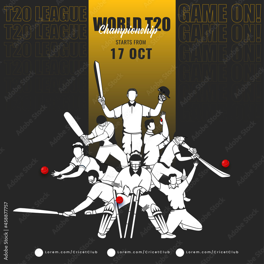 T20 World Championship Concept With Cricket Player Team In Different ...