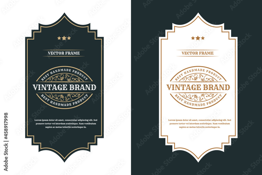 Whiskey Bourbon Vintage luxury antique logo border frame western ...