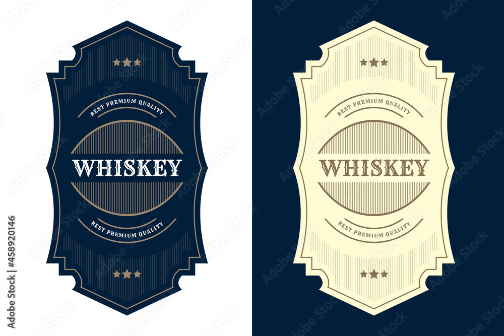 Whiskey Bourbon Vintage luxury antique logo border frame western ...