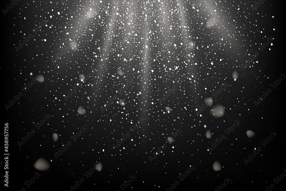 Silver glitter and sparkles in sun rays background. White lines in ...
