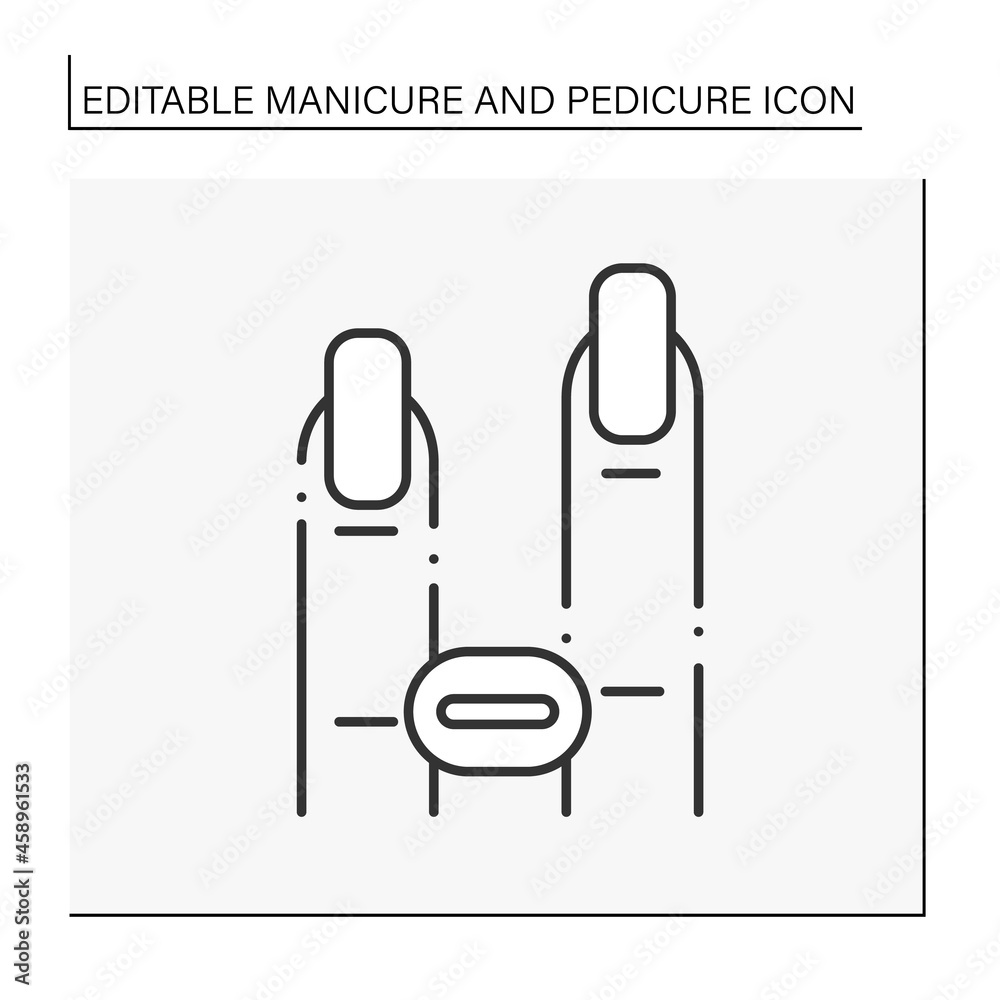 Beauty procedure line icon. Toe separator. Tool for avoiding contact ...