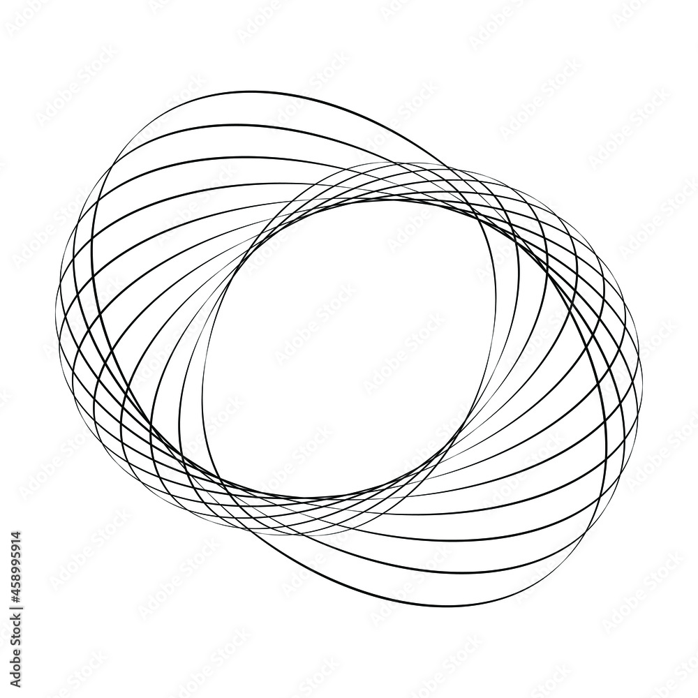 Black abstract ellipses in spiral form. Trendy design element for frame ...