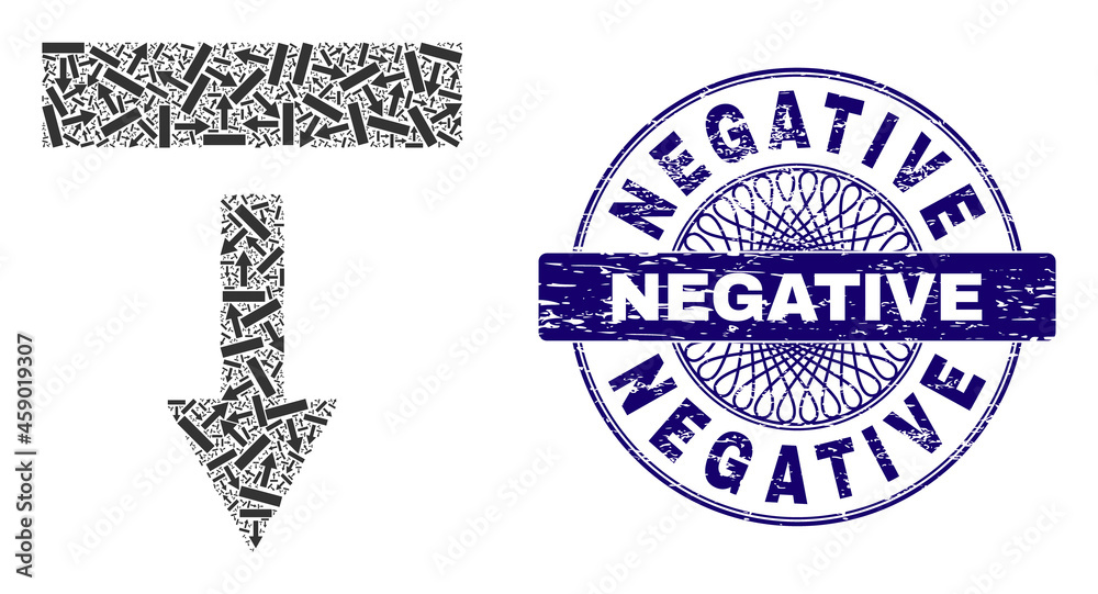 Fractal composition pull down and Negative round unclean stamp. Blue ...
