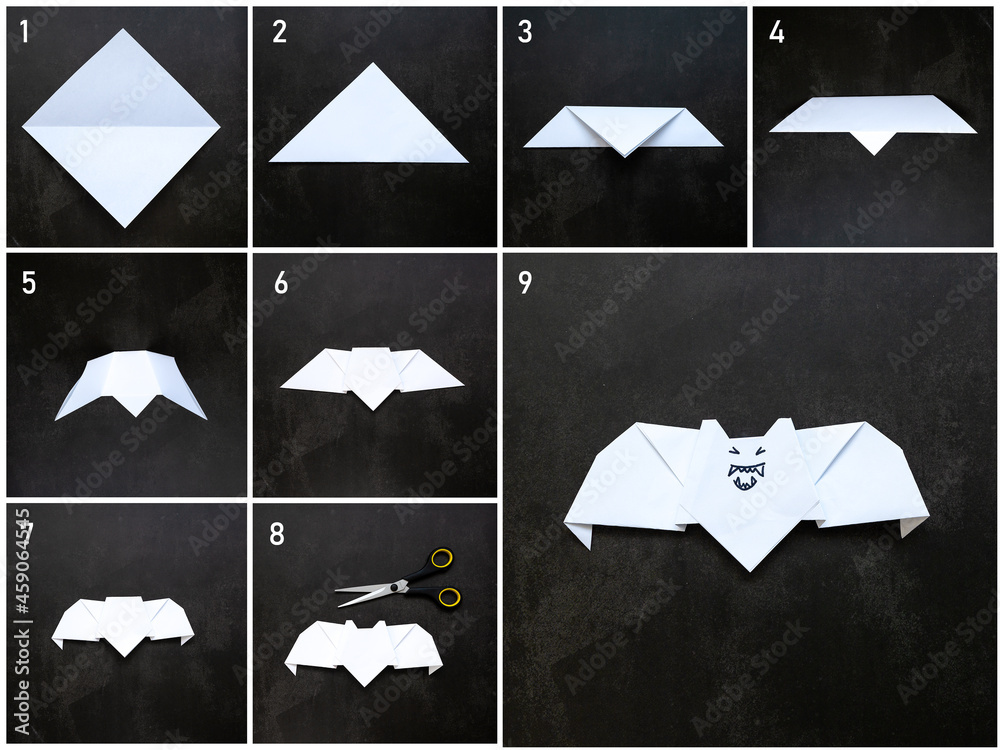 Photo Stock Step-by-step photo instruction origami bat . Halloween ...