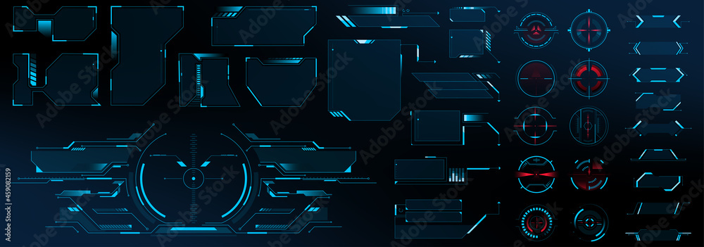 Big set of abstract HUD elements for ux ui design. Futuristic Sci-Fi ...