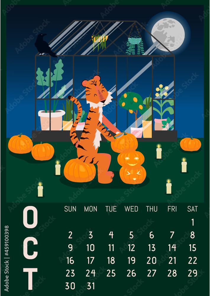 Vector vertical wall calendar template for October 2022 A4 A3 A2 A5 ...
