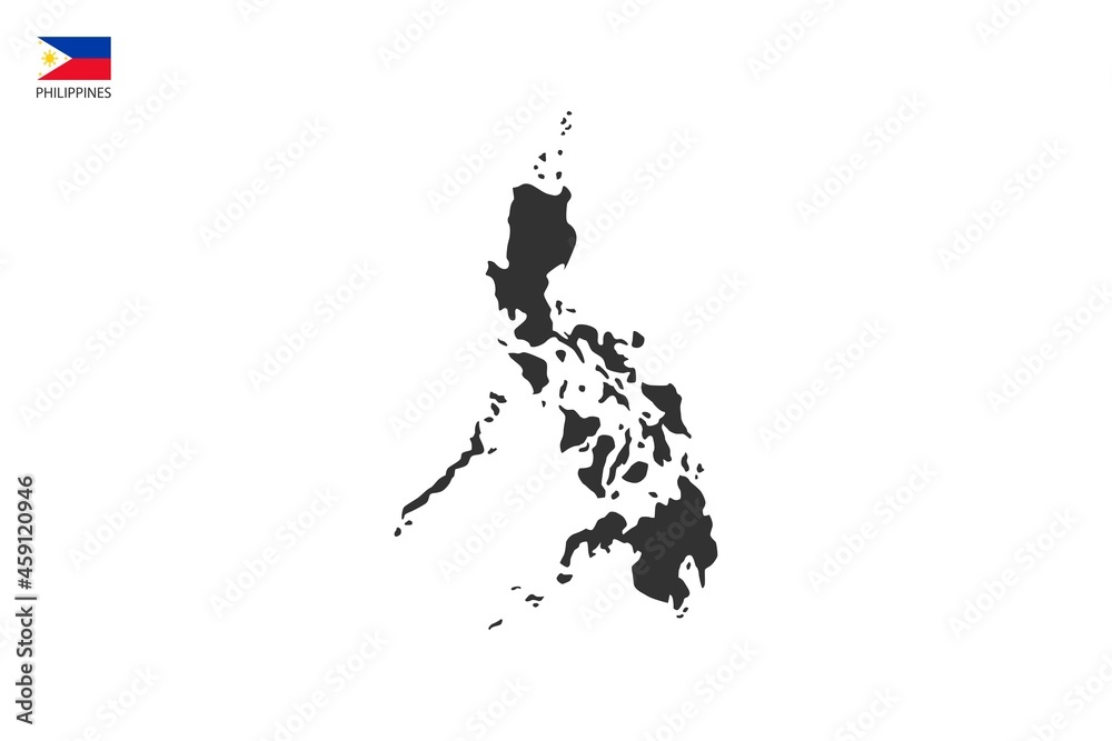 Philippines black shadow map vector on white background and country ...