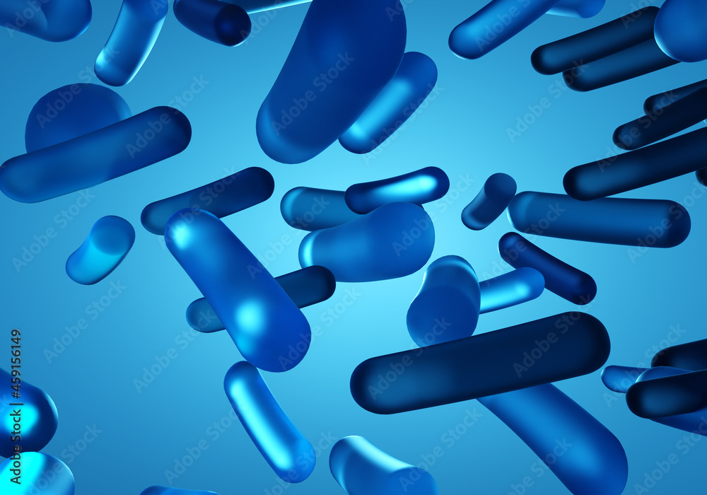 microbiome background. Microflora of body. Turquoise background with on ...