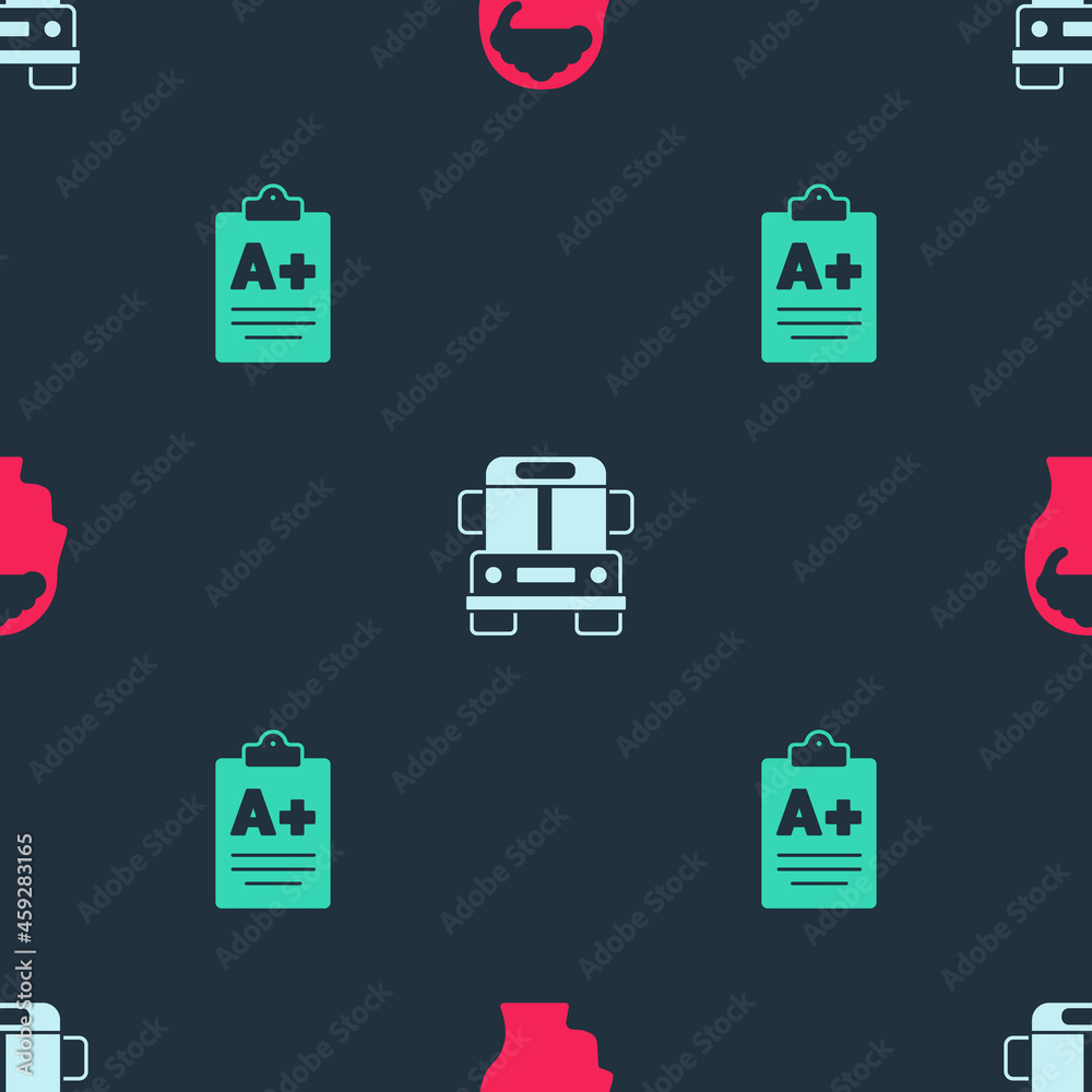 Set Human brain, School Bus and Exam sheet with A plus grade on ...