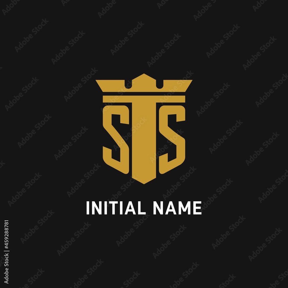 SS initial logo with shield and crown style Stock Vector | Adobe Stock