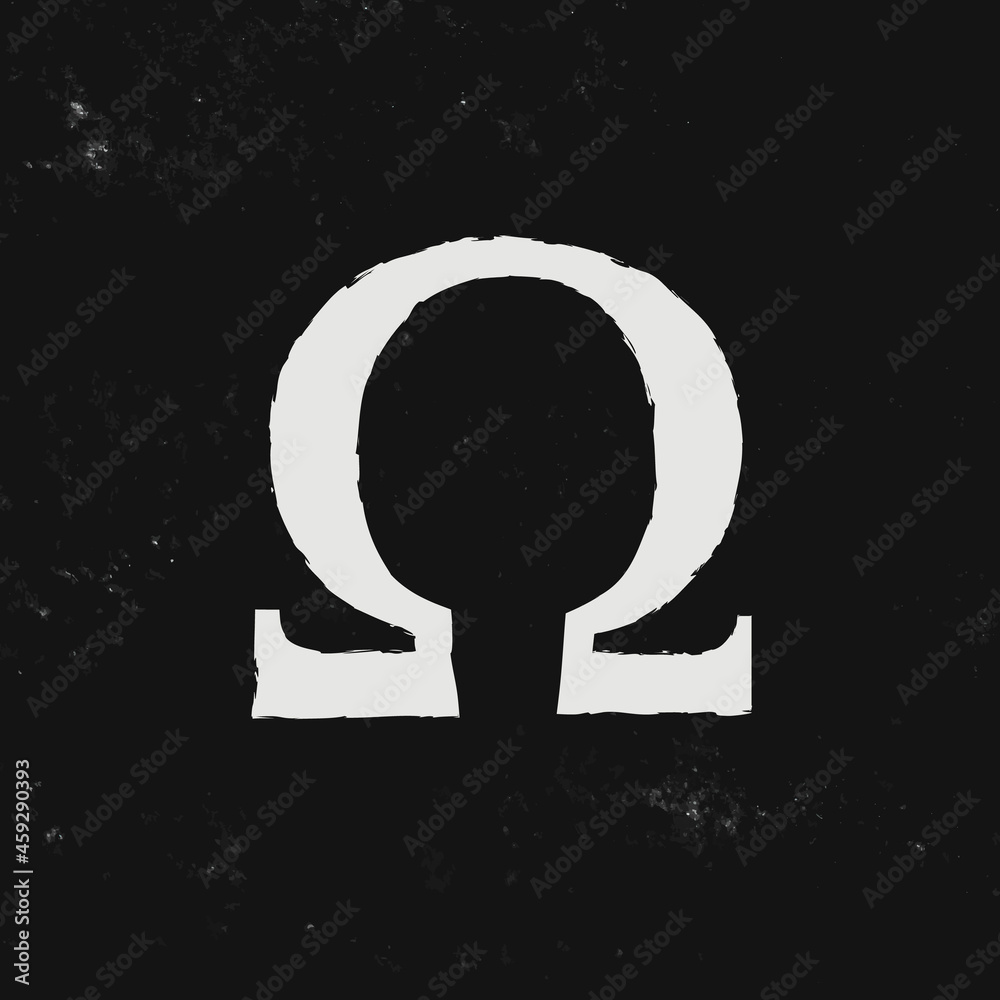 Omega letter symbol isolated on black background. Logo elements Stock ...
