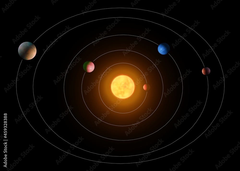 Ilustración de Stock Model of the solar system with planets. Exoplanets ...