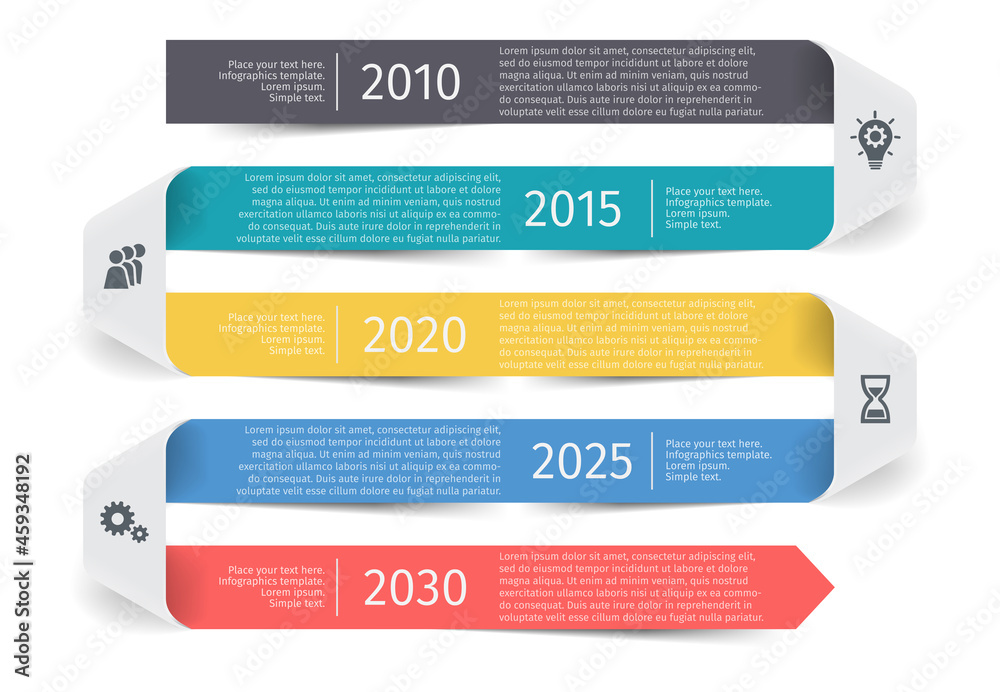 Trendy colorful template business concept timeline ribbon arrow ...