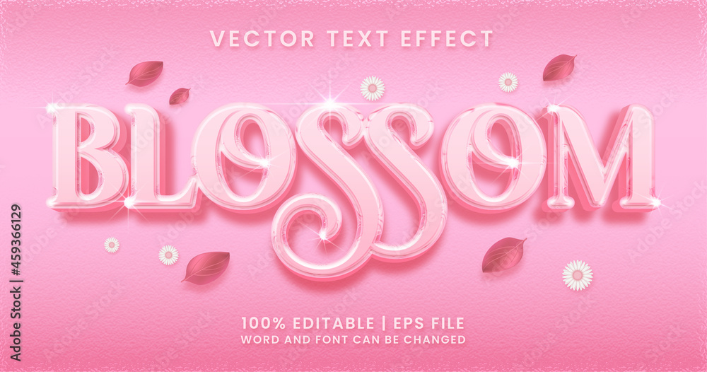 Blossom text, shiny pink editable text effect style Stock Vector ...
