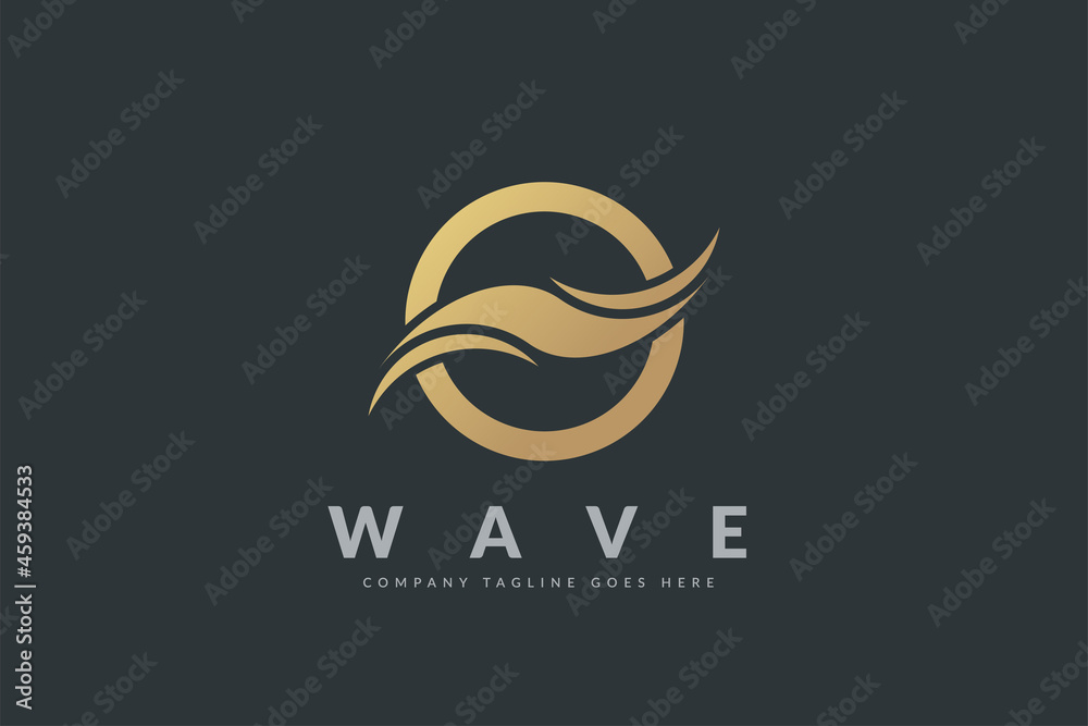 VECTOR LOGO WAVE, GOLDEN WAVE ISOLATED CIRCLE .USABLE LOGO DESIGN FOR ...