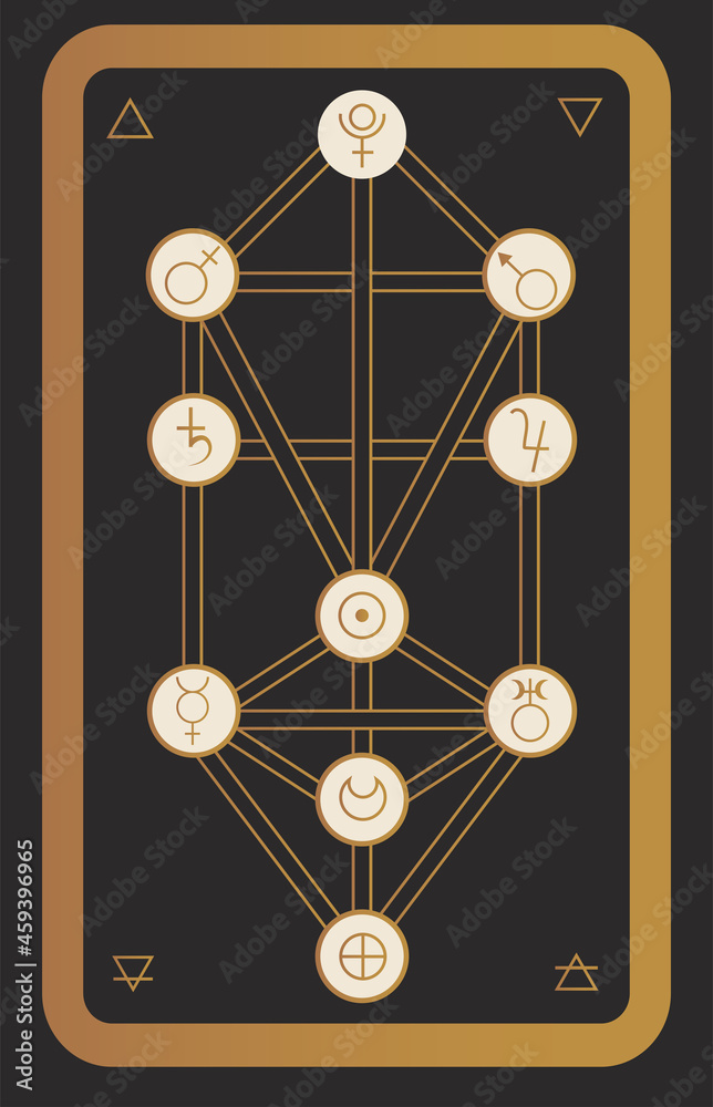 Vector de Stock kabbalah Detailed Sephirothic Tree illustration. Occult ...