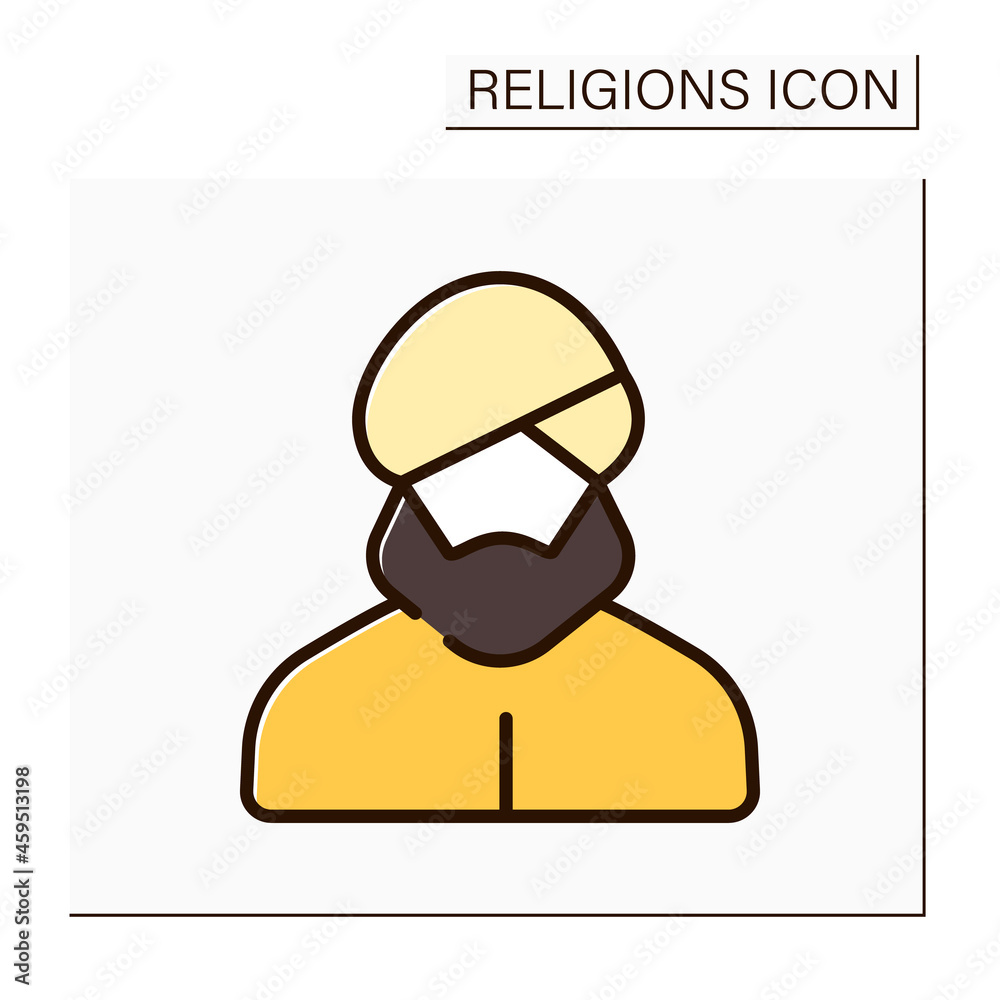 Sikhism color icon. Traditional headdress for sikhism religious ...
