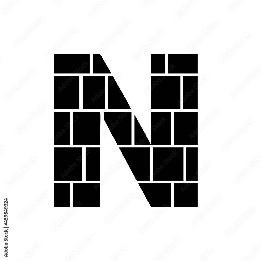Letter N mask area. Alphabet-letter photo collage frames template ...