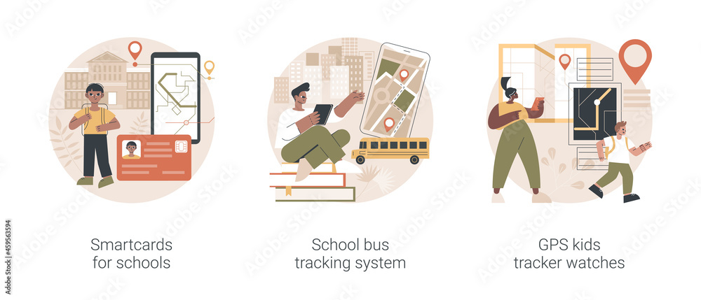 Technology for kids abstract concept vector illustration set ...