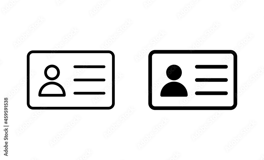 License icons set. ID card icon. driver license, staff identification ...