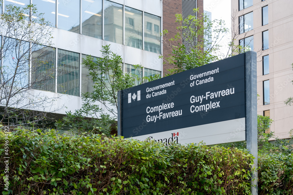 Montreal, QC, Canada - September 4, 2021: Sign of Guy-Favreau Complex ...