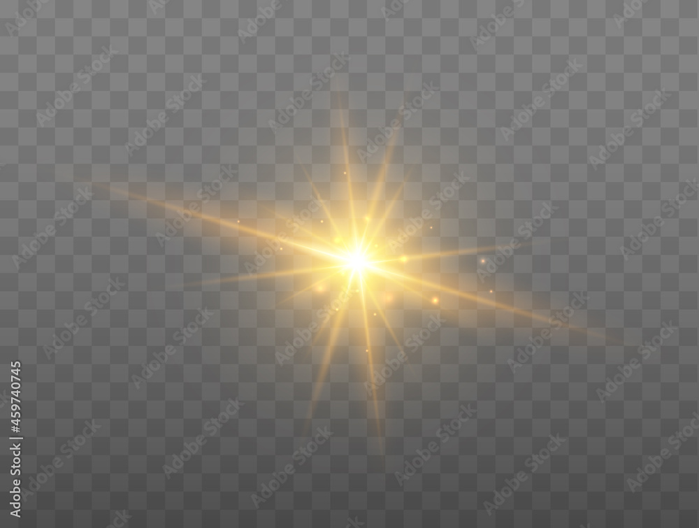Lens flare vector illustration. Glowing spark light effect isolated on transparent background ...