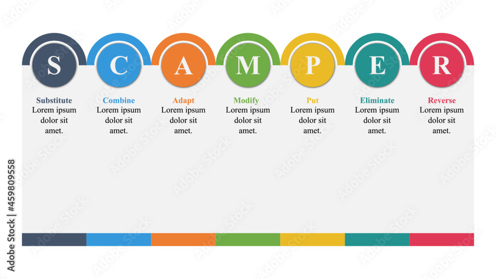 Infographic presentation template of a SCAMPER creative thinking and ...