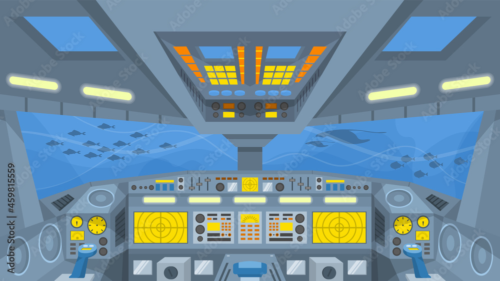Submarine Cockpit - Interior Scenes Stock Vector | Adobe Stock