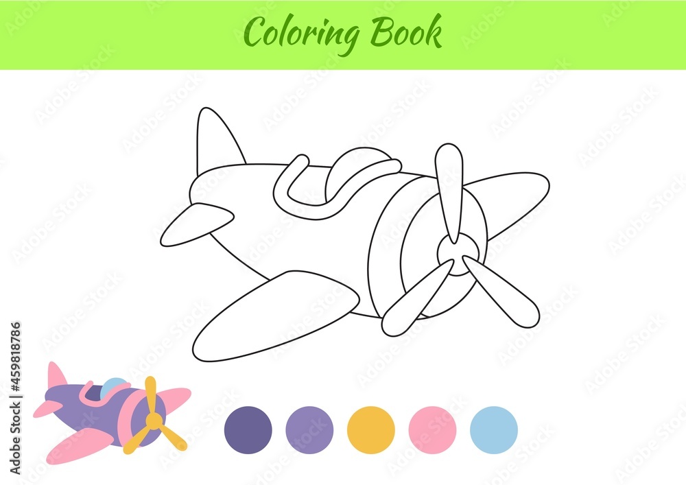 Coloring page airplane for children. Educational activity page for ...