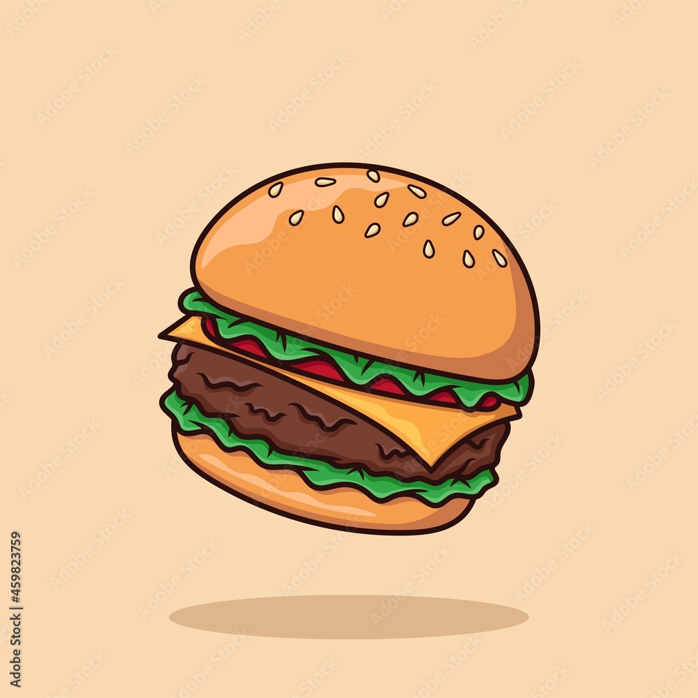 Cheese burger Cartoon Vector Illustration Stock Vector | Adobe Stock