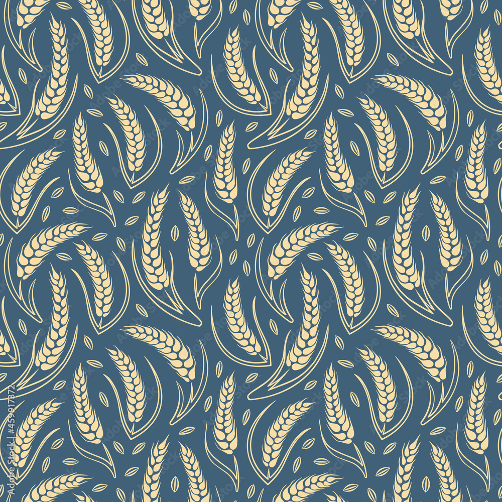 Cereal seamless pattern. Hand drawn wheat background. Vector ...