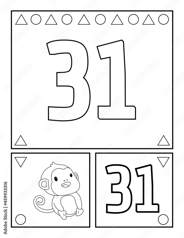 Stock-Illustration „Number thirty-one, numbers coloring book for ...