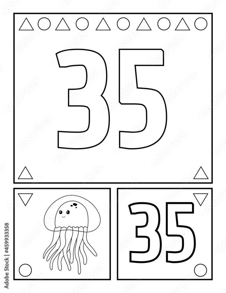 Number thirty-five, numbers coloring book for toddlers, activities, For ...