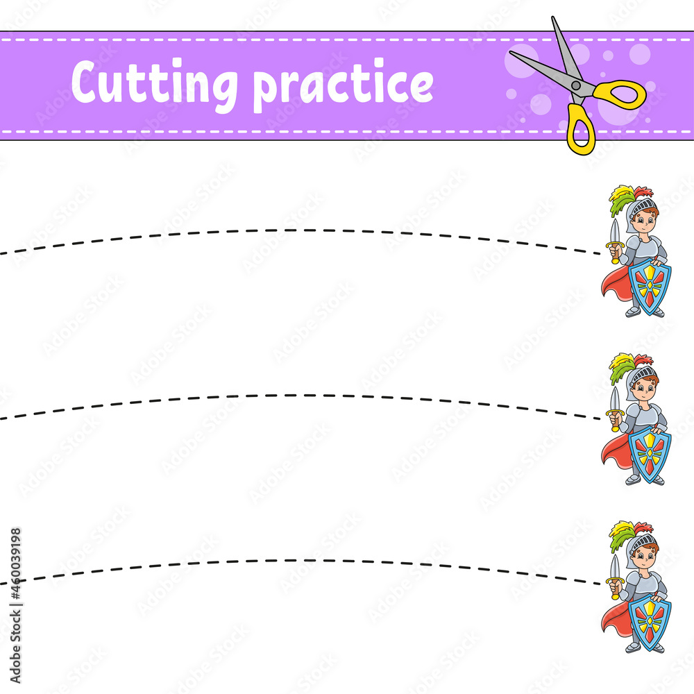 เวกเตอร์ Stock Cutting practice for kids. Fairytale theme. Education ...