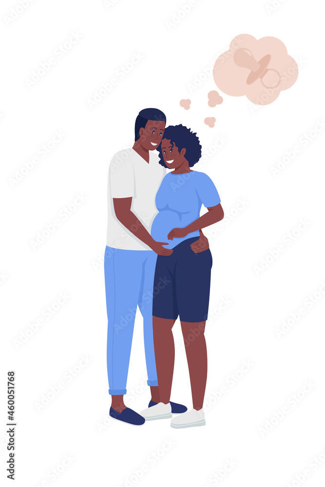 Expecting couple semi flat color vector characters. Standing figures ...