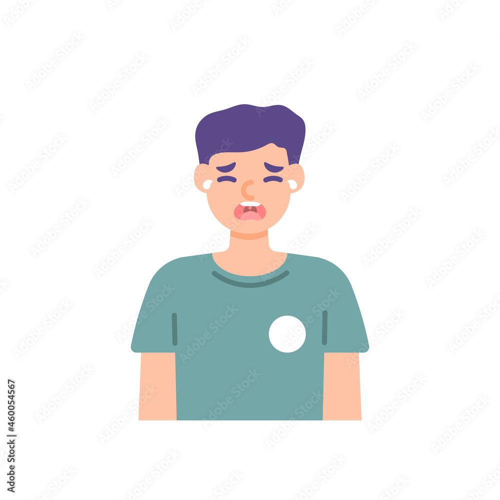 illustration of the expression of a man who cries because he is sad ...