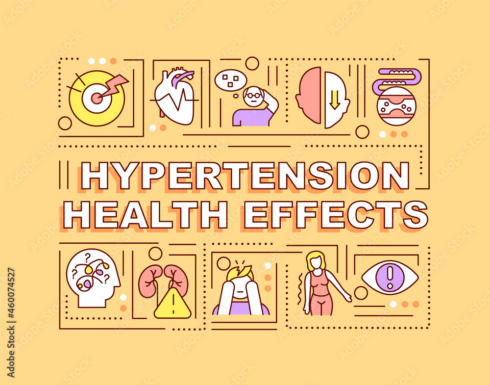 Hypertension health effects word concepts banner. Health complications ...