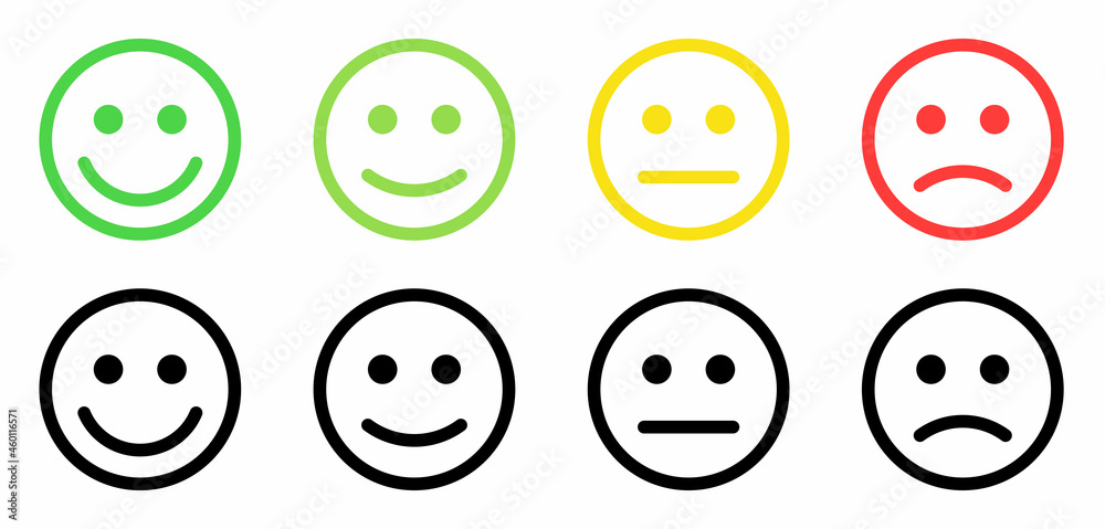 Face smile icon positive, negative neutral. Emoji icons for rate of ...