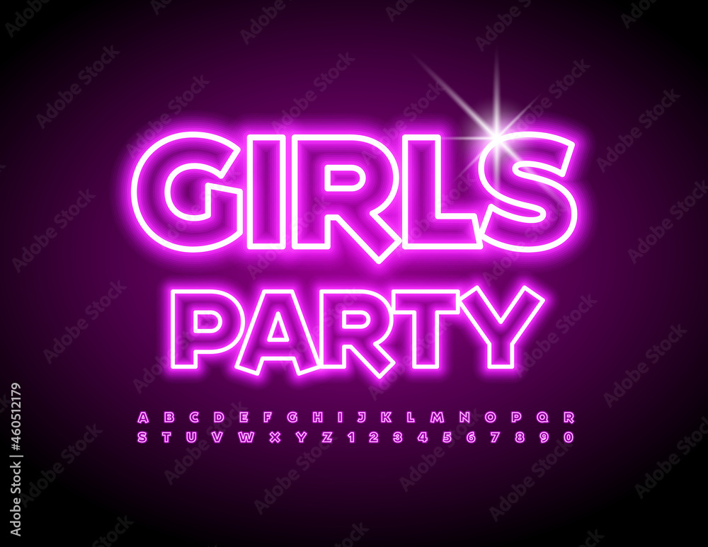 Vector bright Banner Girls Party. Electric purple Alphabet Letters and ...