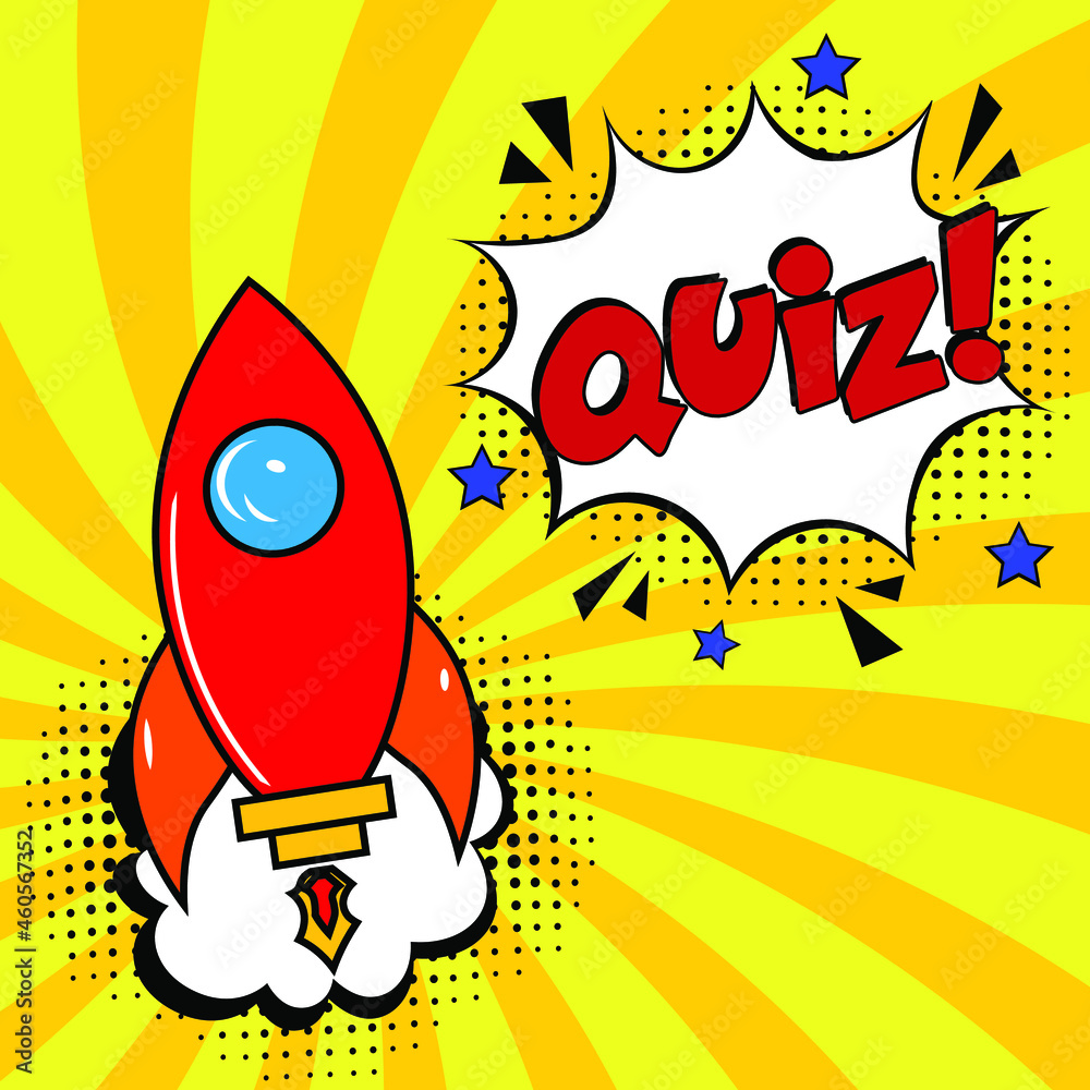 Quiz in comic pop art style. Quiz brainy game word. Comic book ...