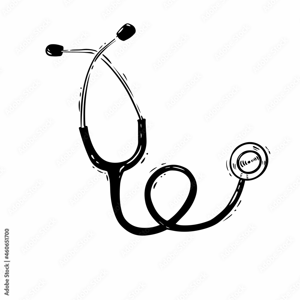 Vector Stethoscope Doodle Lineart Design. Perfect for graphics, web ...