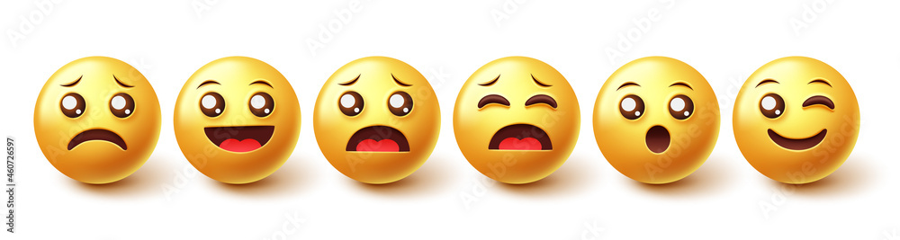 Stock-Vektorgrafik „Smileys emoji character vector set. Smiley 3d ...