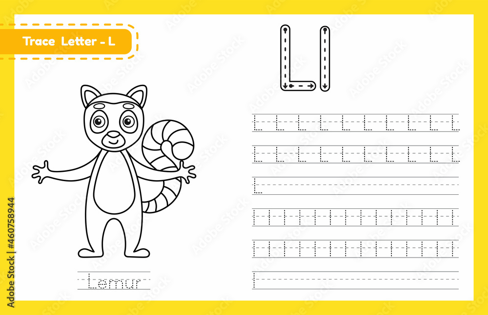 Trace letter L uppercase and lowercase. Alphabet tracing practice ...