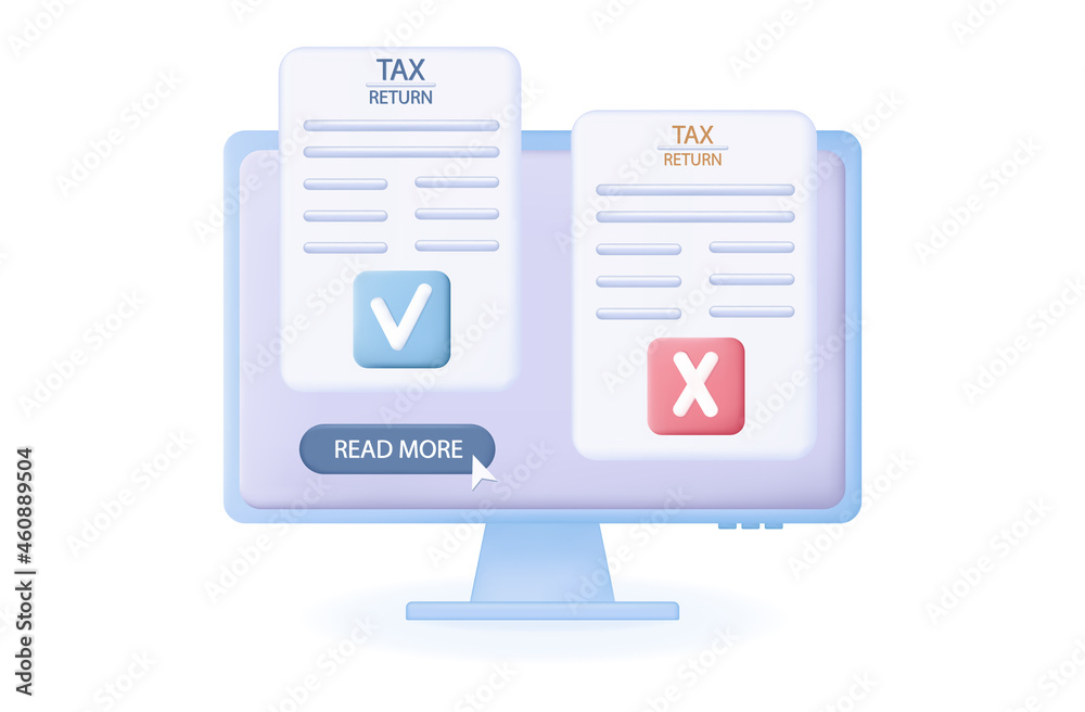 Electronic tax return 3d. Online document, income and profit statement ...