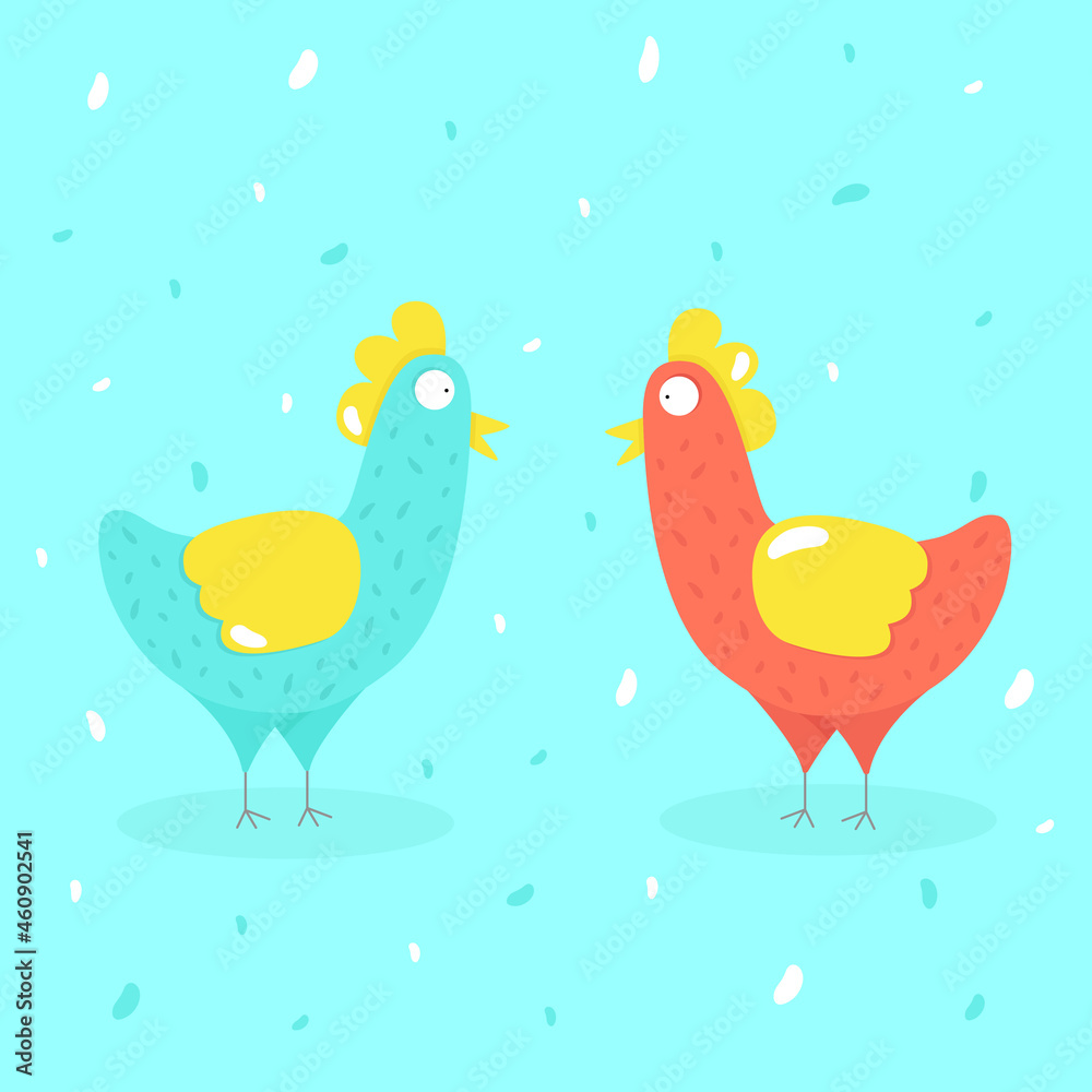 Vector illustration, EPS 10. Cute, red hen with big eyes. Cartoon style ...