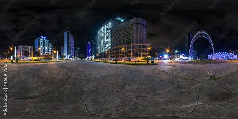 BATUMI, GEORGIA - SEPTEMBER 2021: full seamless spherical night 360 ...