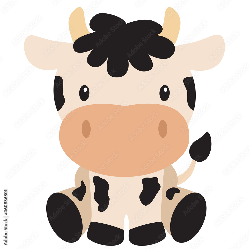 Cute sitting calf vector cartoon illustration Stock Vector | Adobe Stock