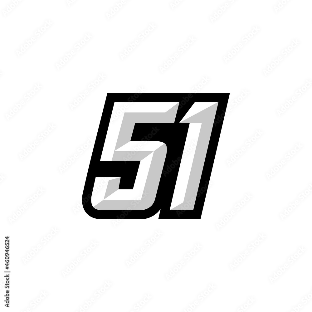 Creative modern logo design racing number 51 Stock Vector | Adobe Stock